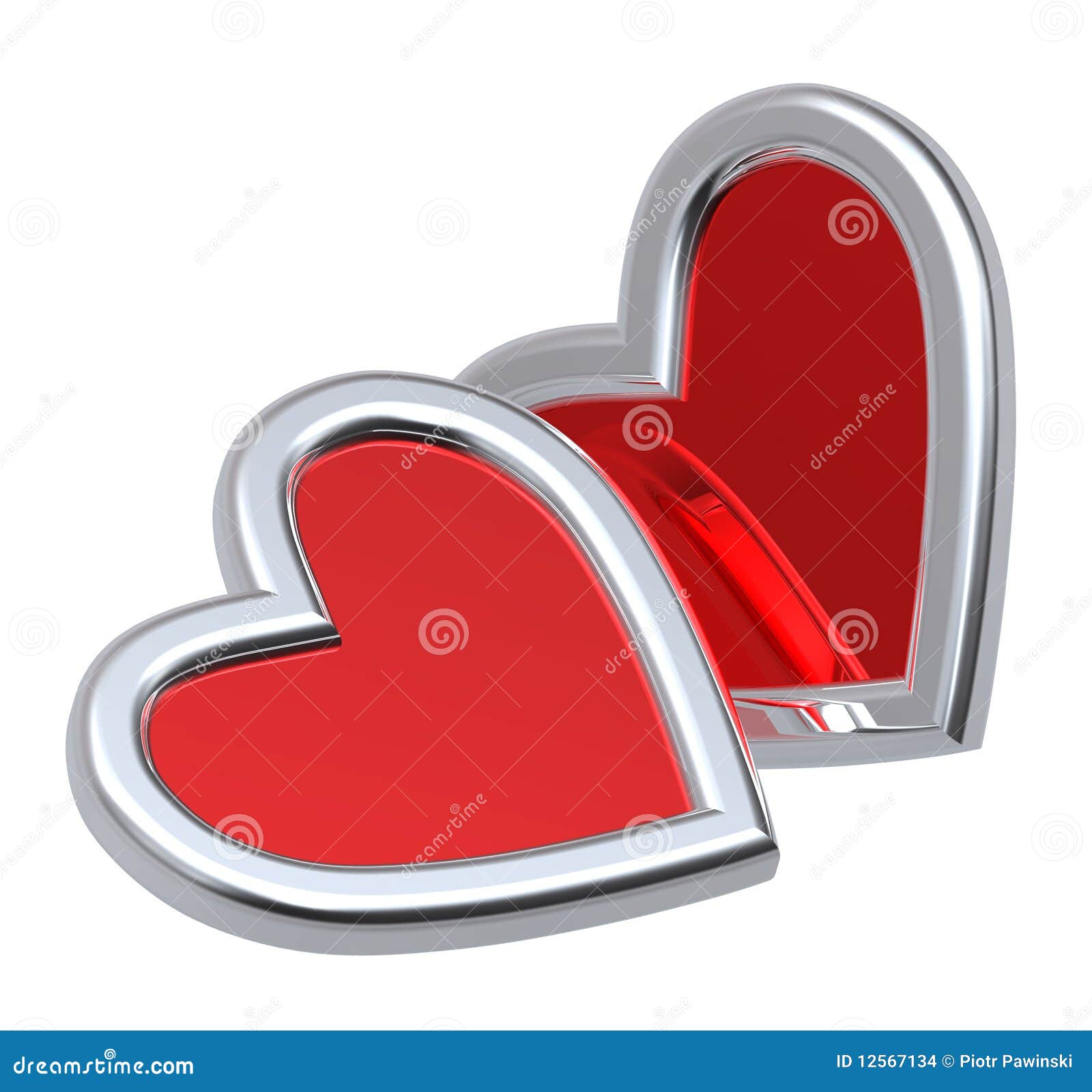 Two Ruby Hearts Isolated on White Stock Illustration - Illustration of ...
