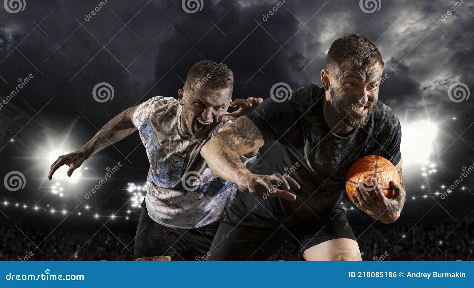 Two Rugby Players in Action Stock Photo - Image of courage, copy: 210085186