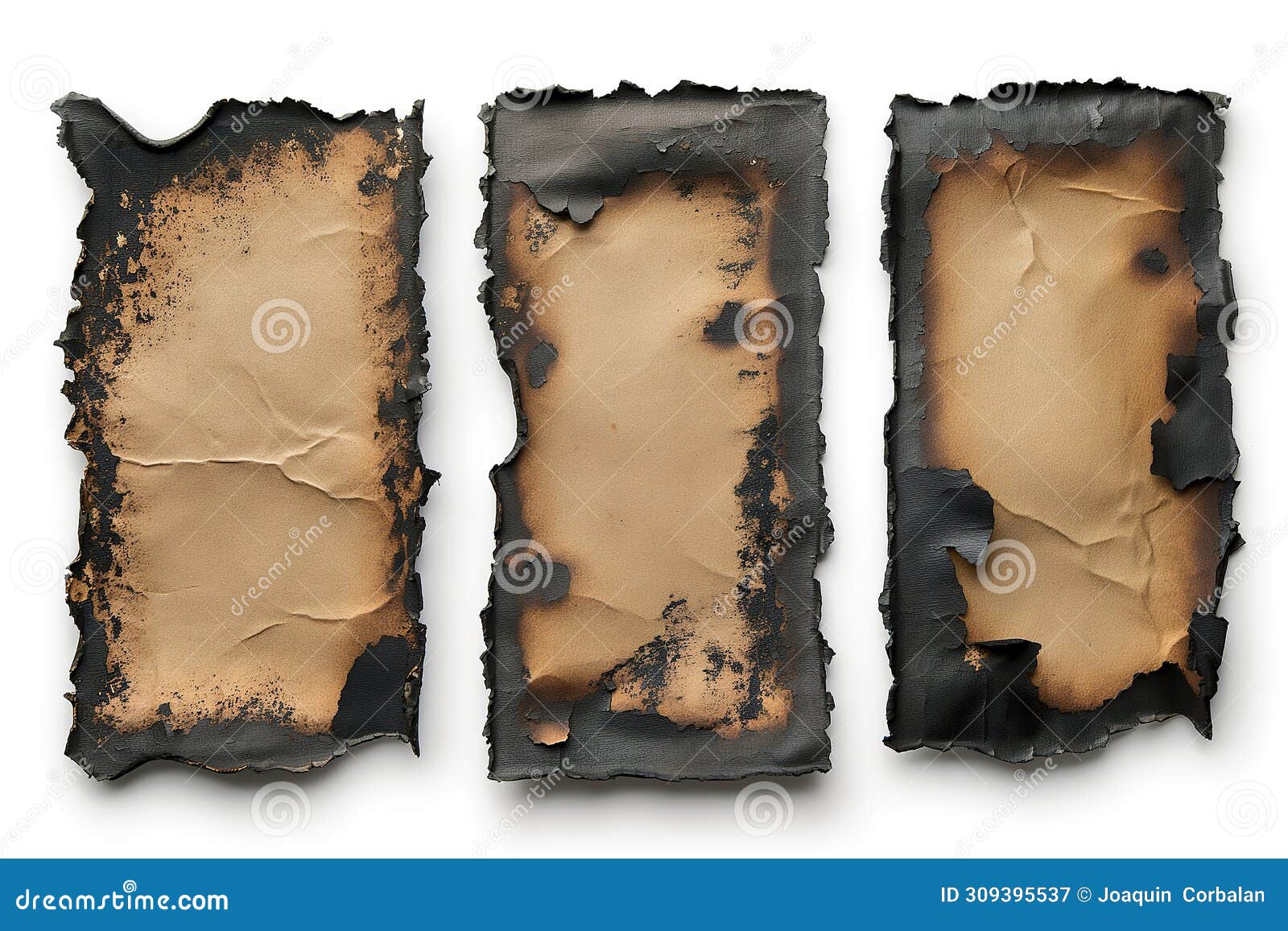 Two Rugged Brown Paper Cutouts with Torn Edges Isolated, on White ...