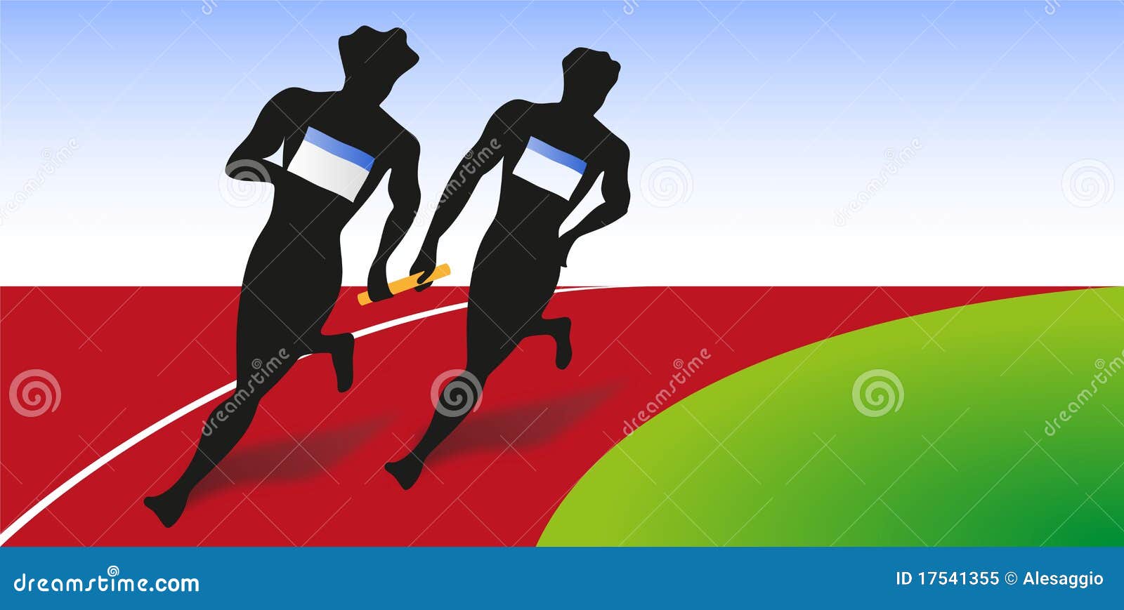 Two Runner Run for Relay Race Stock Vector - Illustration of field ...