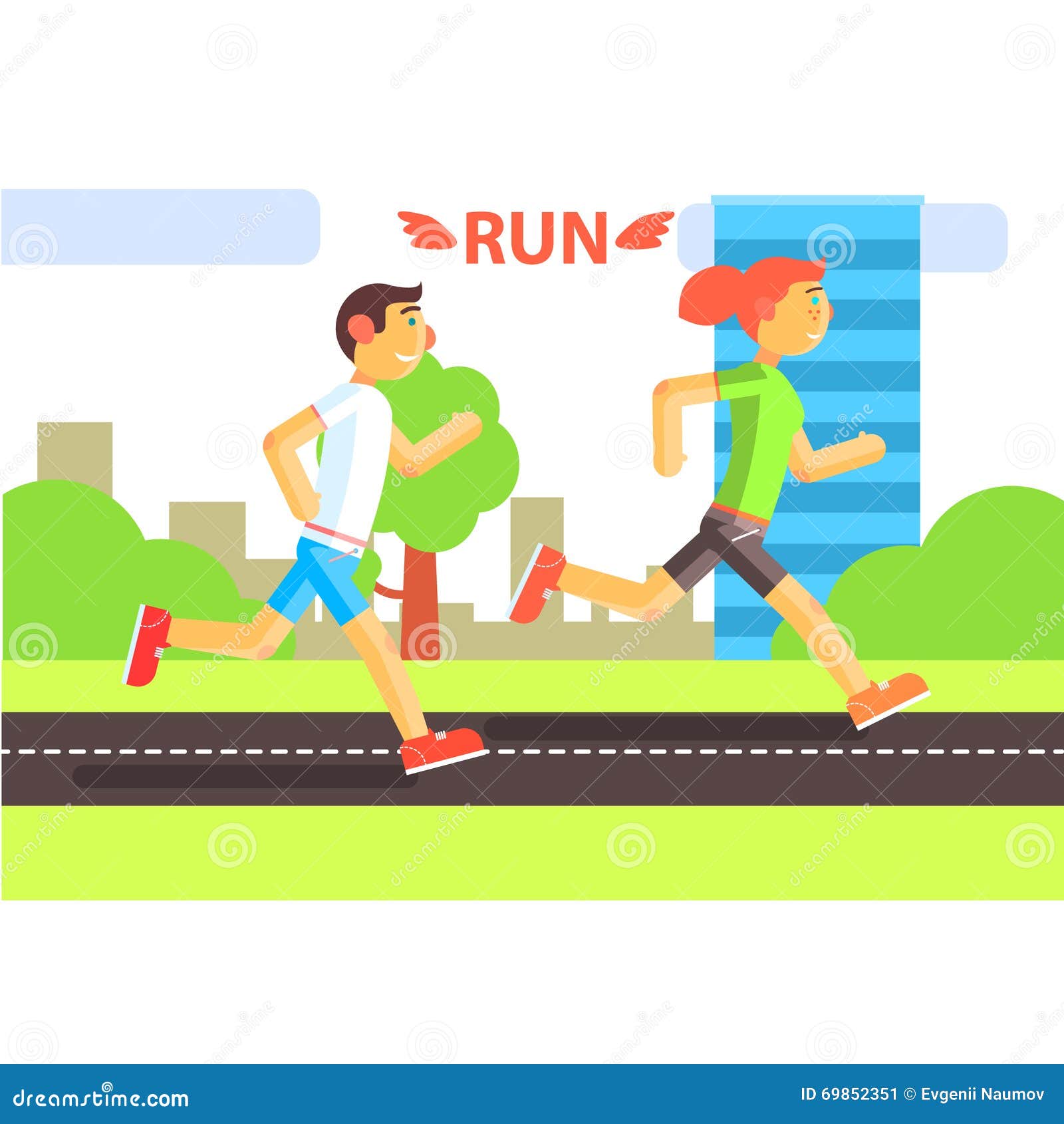 Two Runners in the City stock vector. Illustration of fitness - 69852351