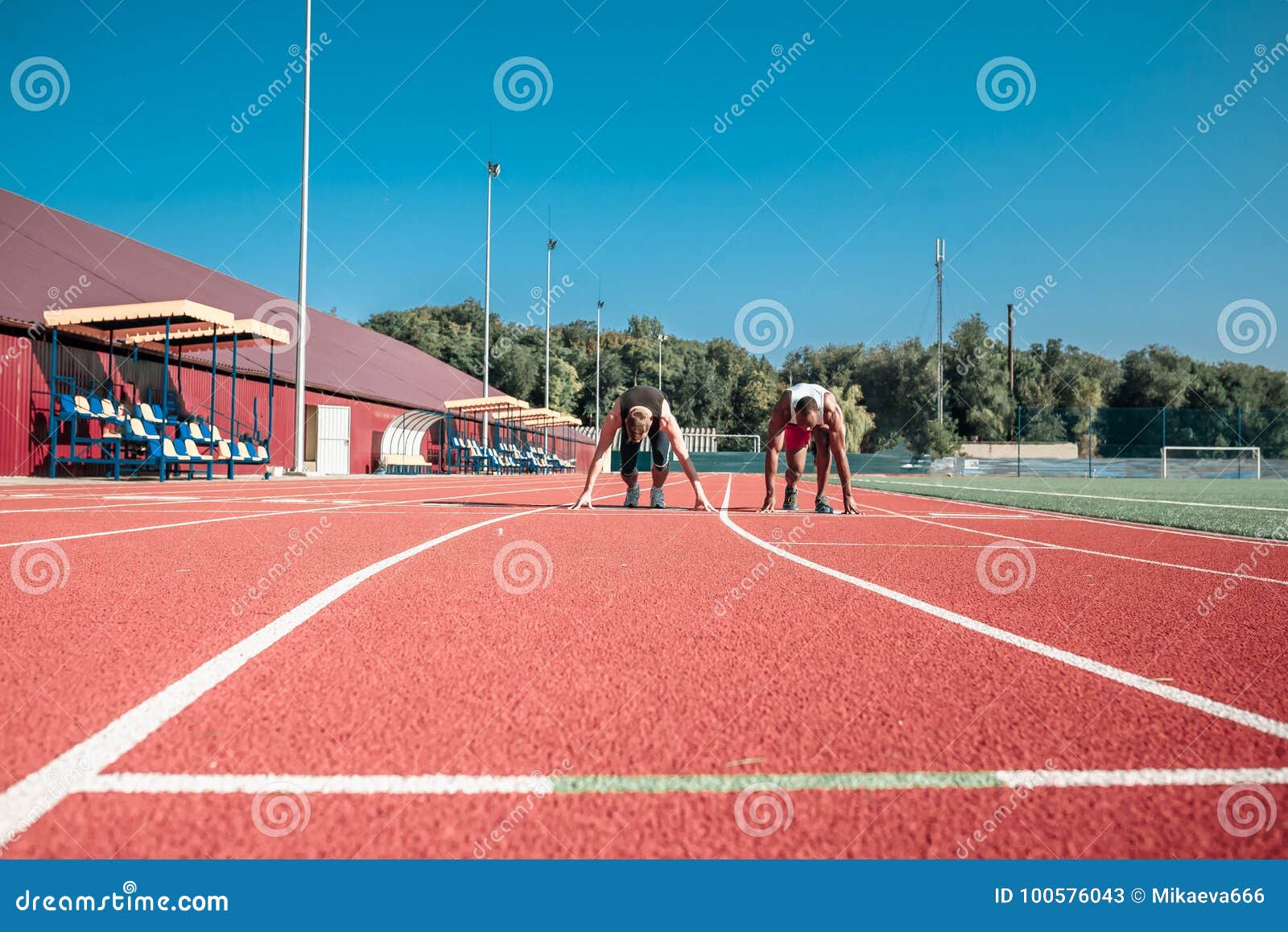 Two Runners from a Low Start Start To Run Stock Image - Image of ...
