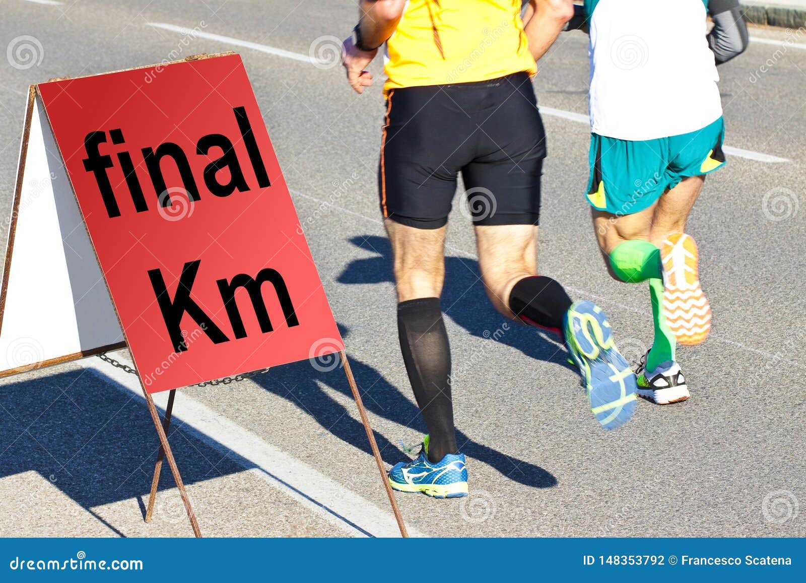 Two Runners are Running the Last Kilometer - Concept Image Stock Photo ...