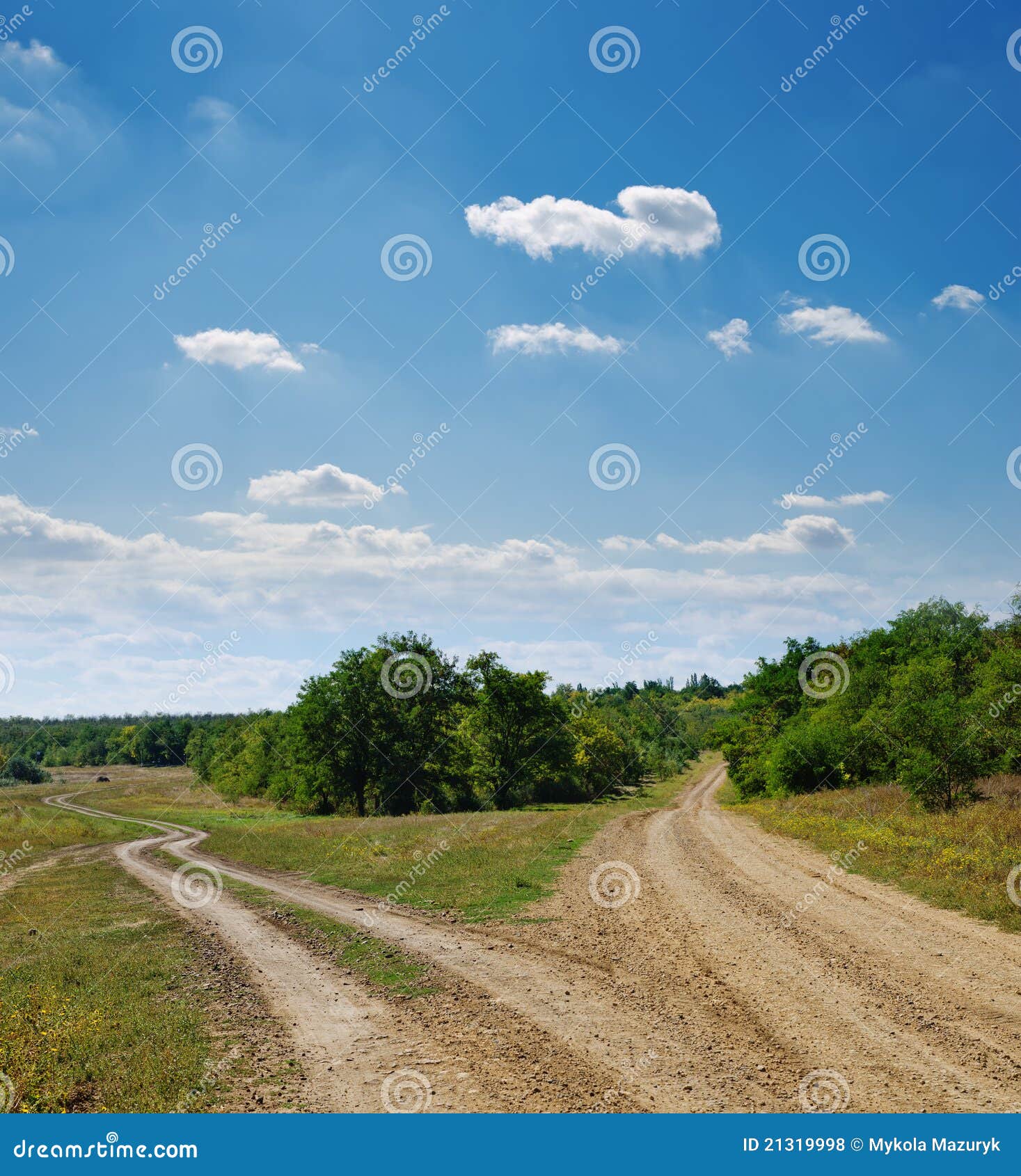 Two rural roads stock photo. Image of cloudscape, blue - 21319998