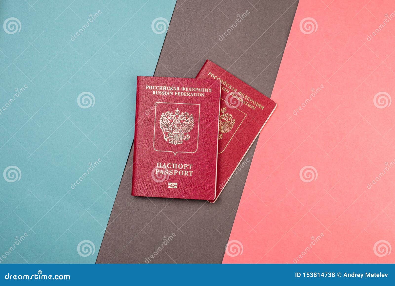 Two Russian Passports on a Three-color Background Stock Photo - Image ...