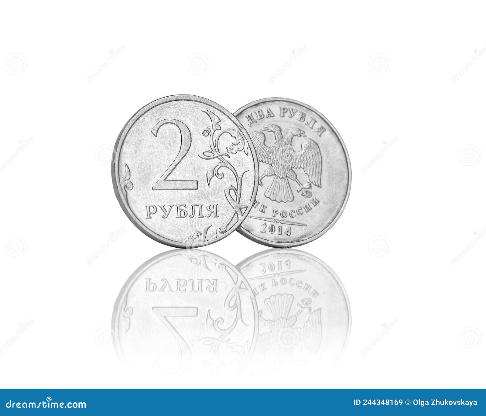 Two Russian Rubles Isolated on White Background Stock Image - Image of ...