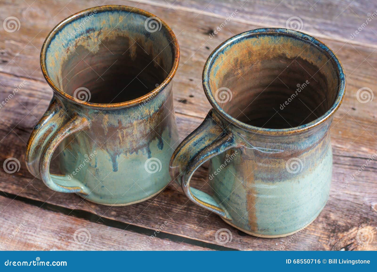 Two Rustic Clay Mugs Old Barn Board Floor Stock Photos - Free & Royalty ...