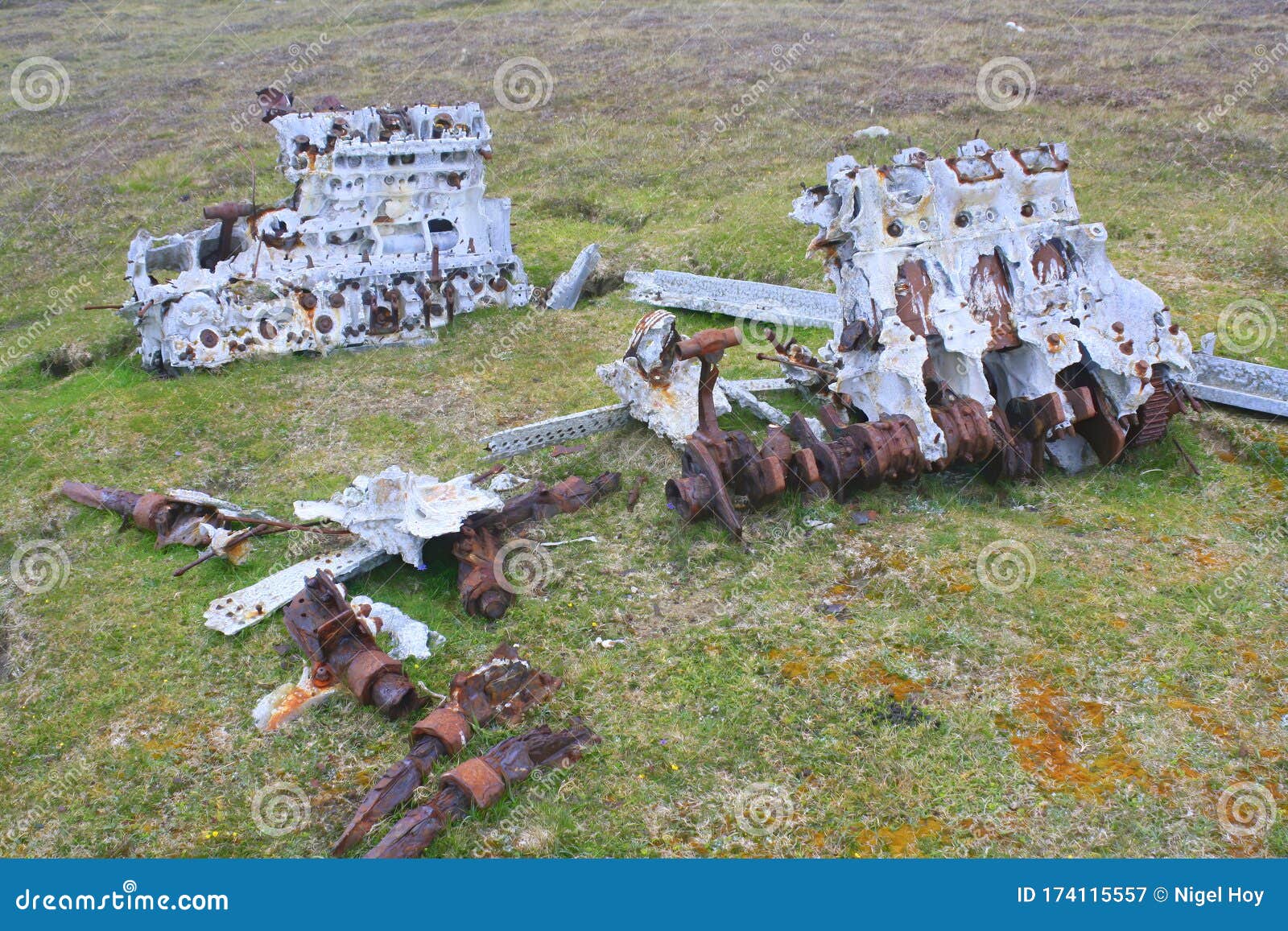 Two Rusty Engine Blocks of Crashed Aircraft Stock Image - Image of ...