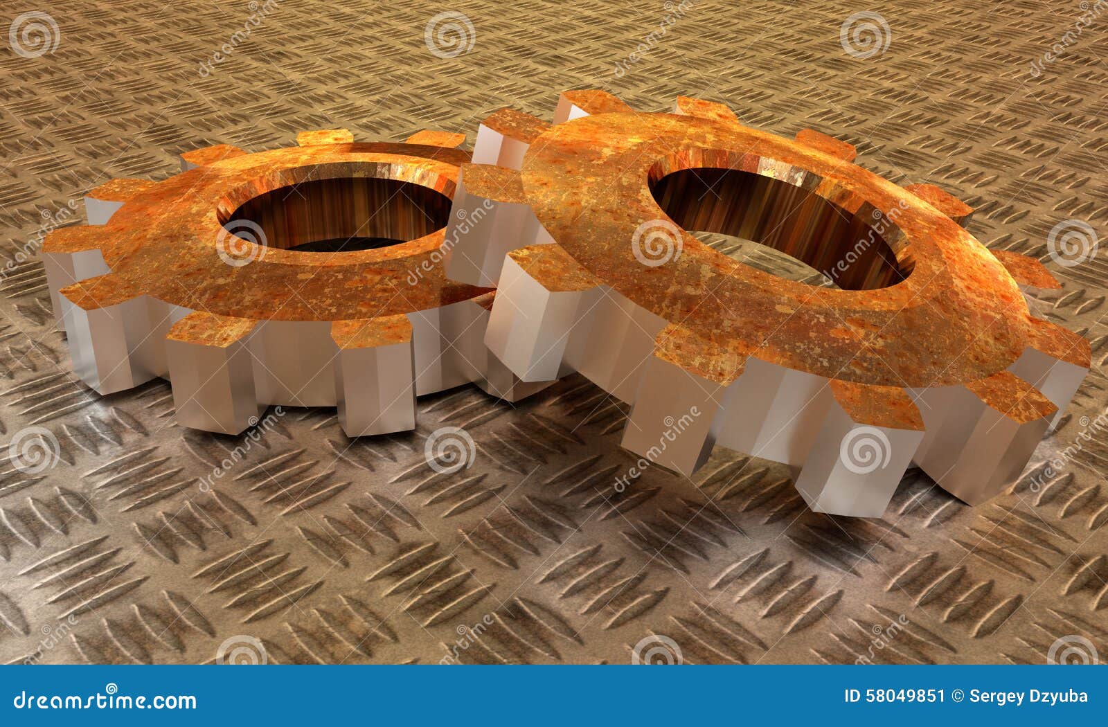 Two Rusty Gears Lying One upon Another Stock Illustration ...
