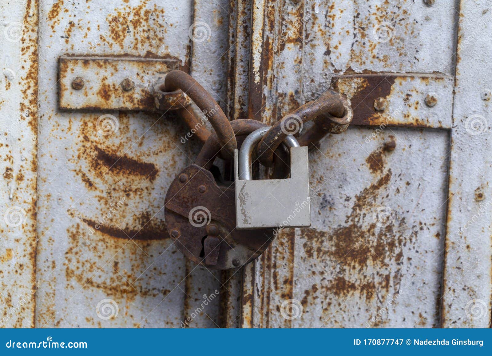 Two Rusty Locks on the Door Stock Image - Image of corrode, fence ...