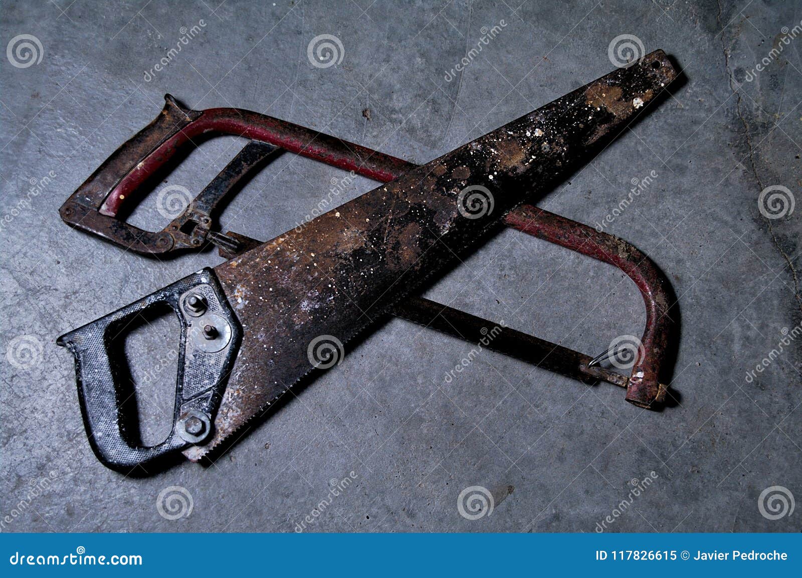 Two Rusty Saws in Concrete Background Stock Image - Image of tool ...