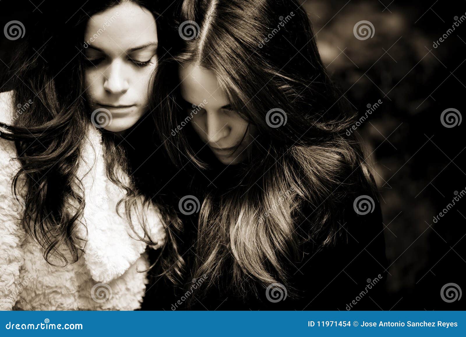 Two sad girls stock photo. Image of secret, emotion, communication ...