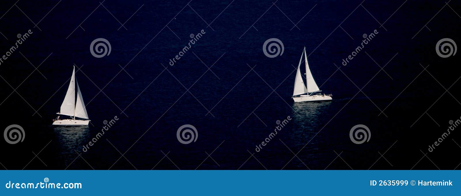 Two Sailing Boats at Night stock image. Image of sail - 2635999