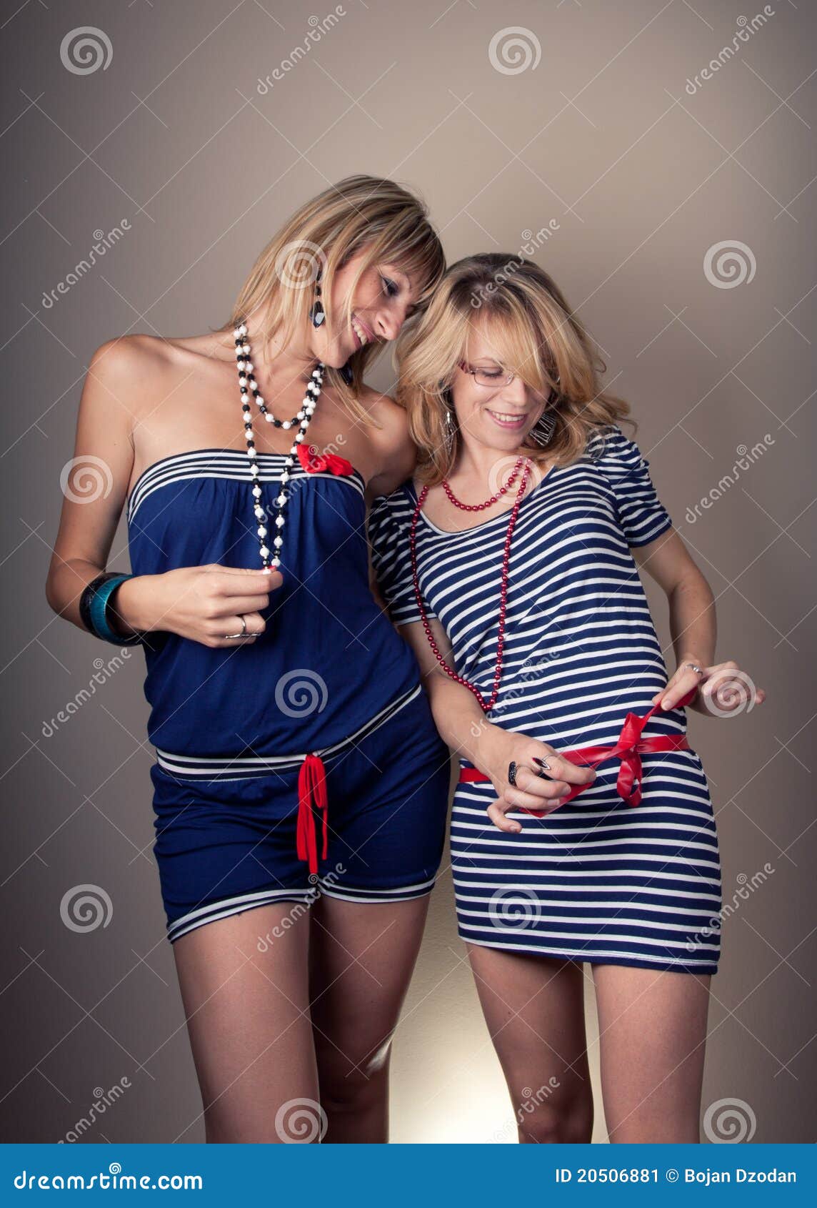 Two Sailor Girls Have a Fun Stock Image - Image of fashion, happy: 20506881