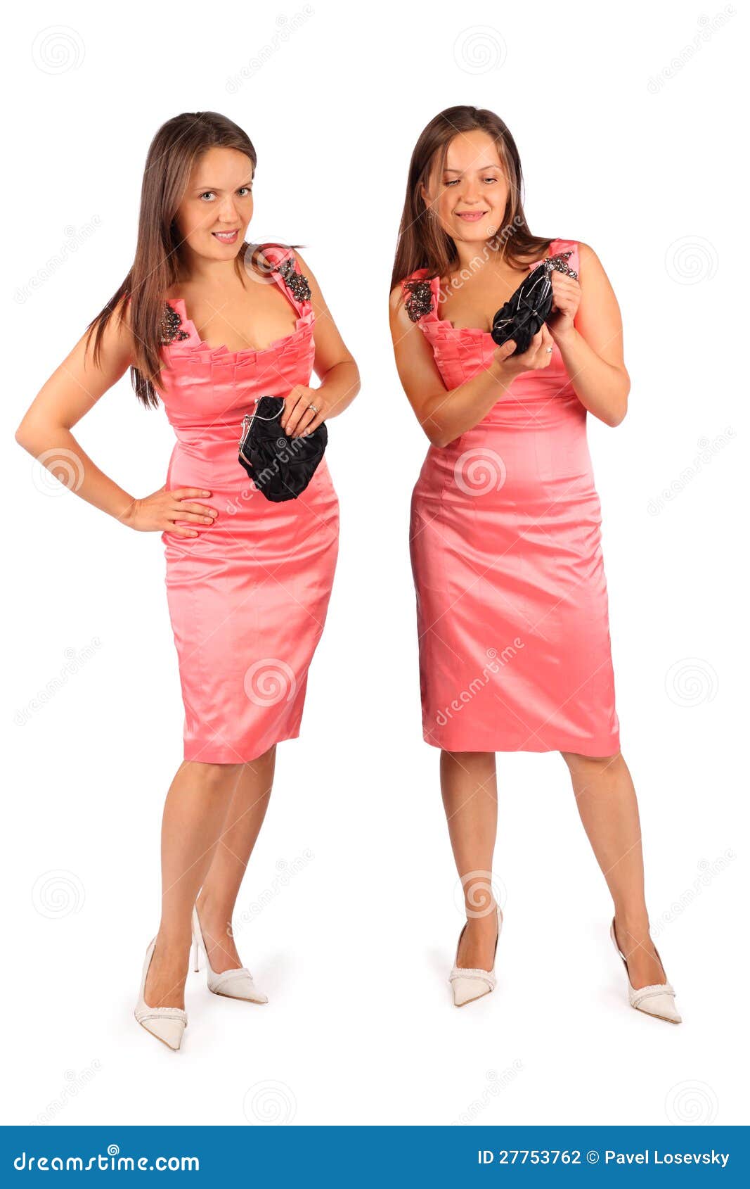 Two Same Women Wearing Evening Dress in Studio Stock Photo - Image of ...