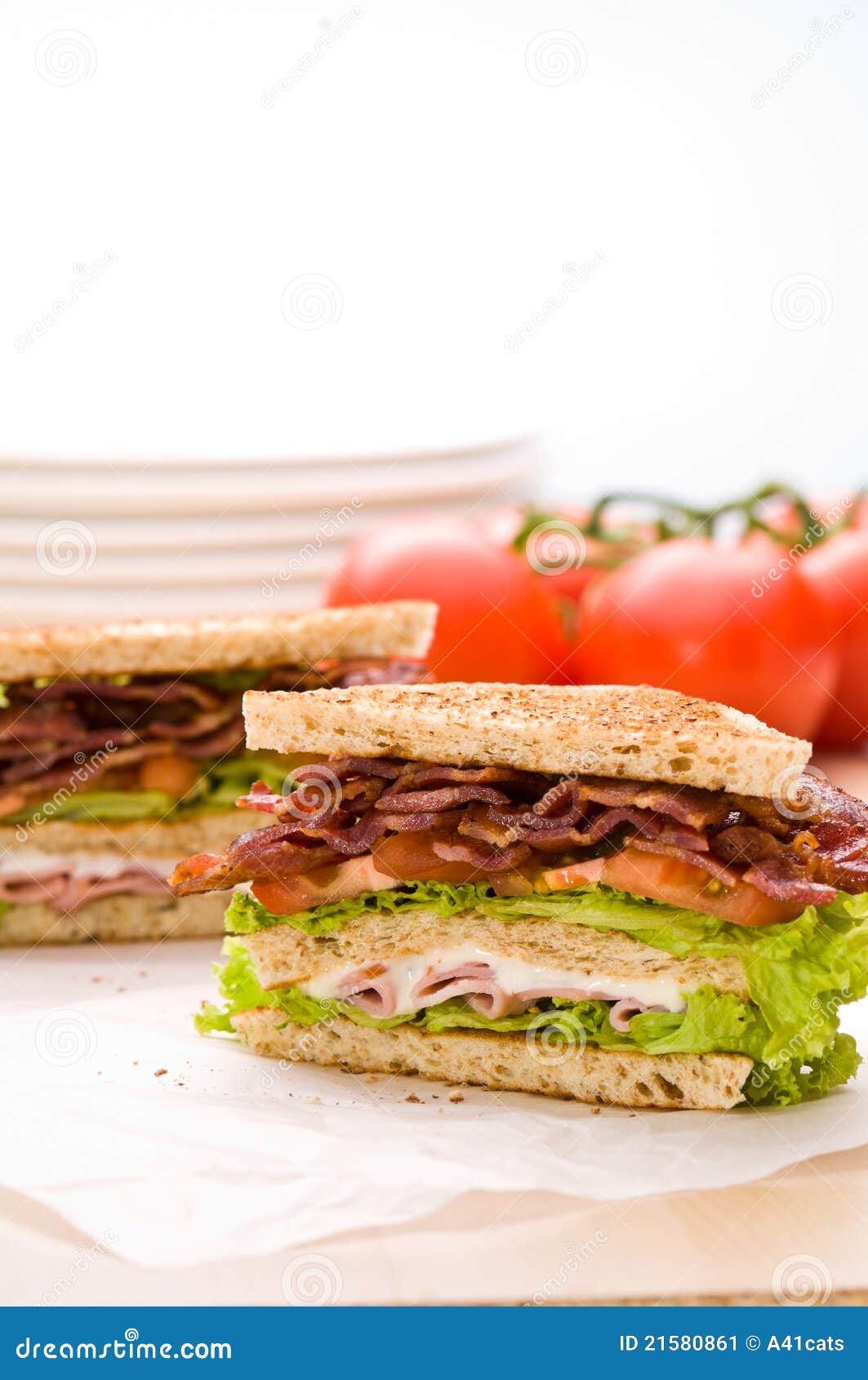 Two Sandwich on Wrapping Paper Stock Image - Image of lunch, color ...