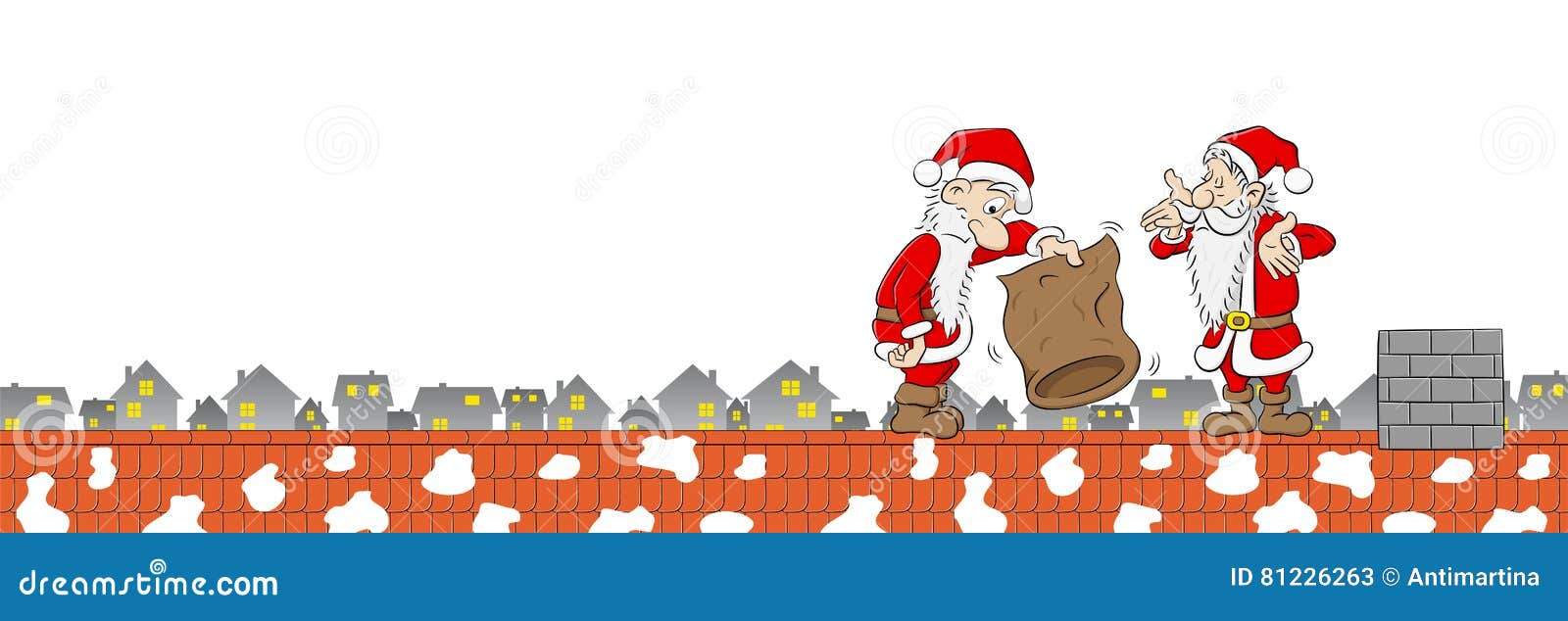 Rooftop Santa And Sleigh Royalty-Free Cartoon | CartoonDealer.com #33034037