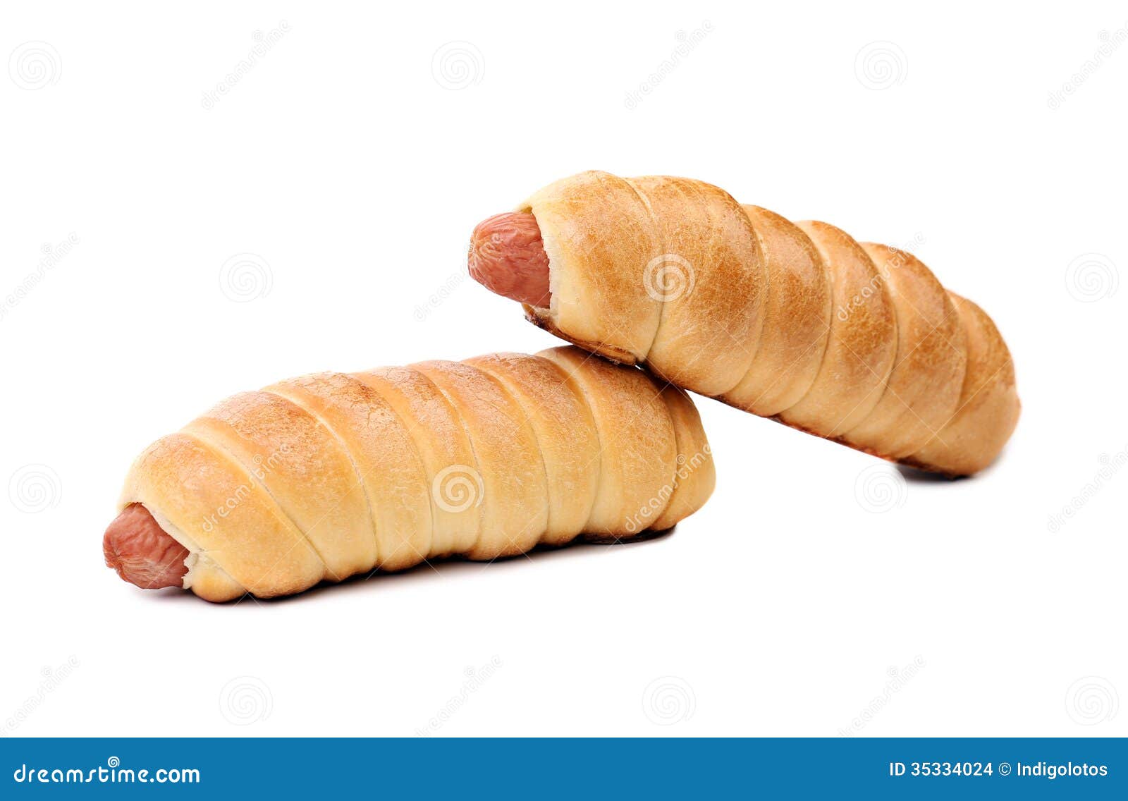Two sausage buns isolated stock photo. Image of fast - 35334024
