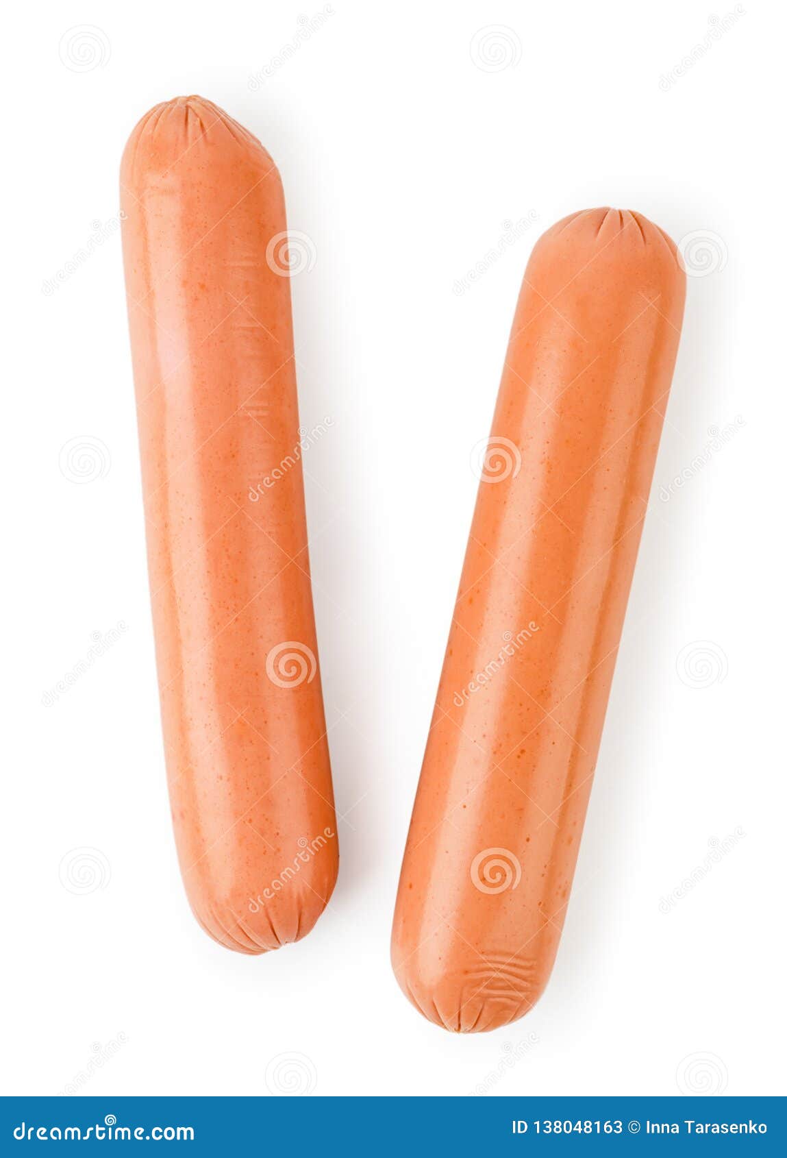 Two Sausages on a White. the Form of the Top. Stock Image - Image of ...