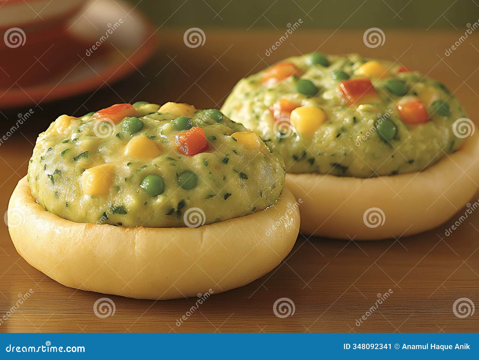 Two Savory Green Vegetable and Cheese Filled Pastry Shells Stock Image ...