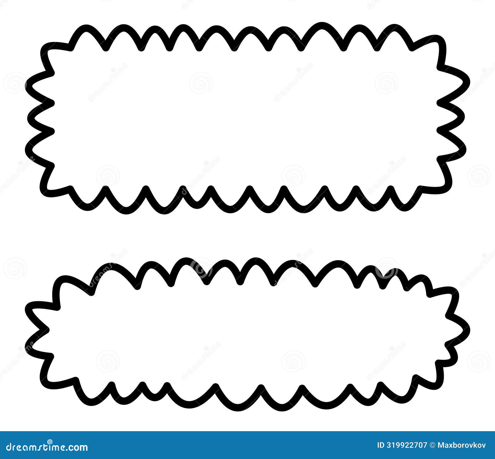 Two Scalloped Speech Bubbles With Black Outlines On White Background ...