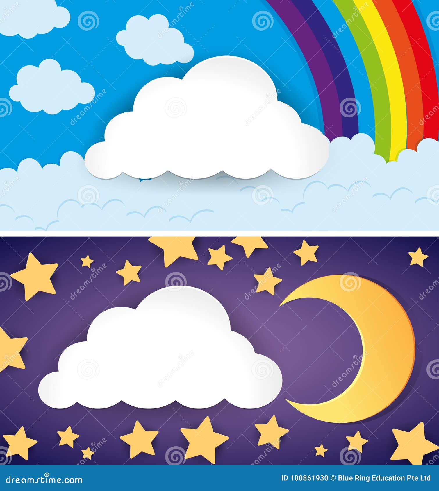 Two Scenes of Day and Night Stock Vector - Illustration of nature ...