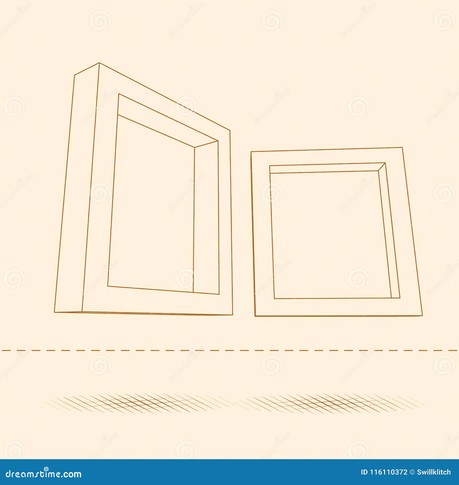 Two Rectangular 3D Frames Blueprint Stock Vector - Illustration of construct, graphic: 116110372