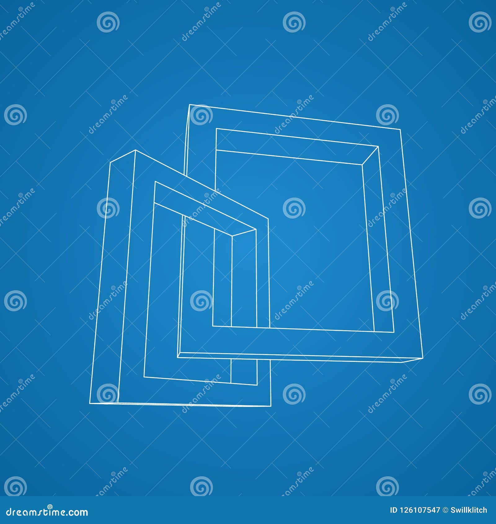 Two Rectangular 3D Frames Blueprint Stock Vector - Illustration of engineering, impossible ...
