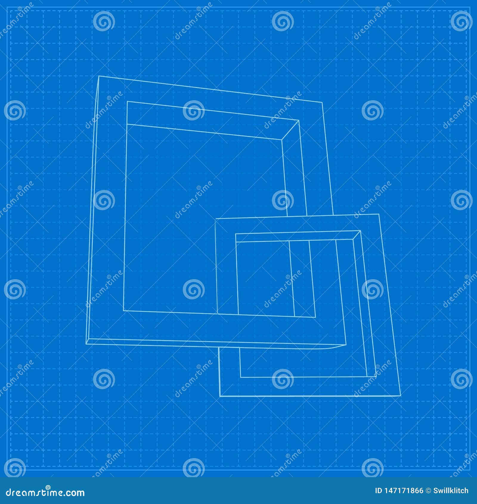 Two Rectangular 3D Frames Blueprint Stock Vector - Illustration of construct, model: 147171866