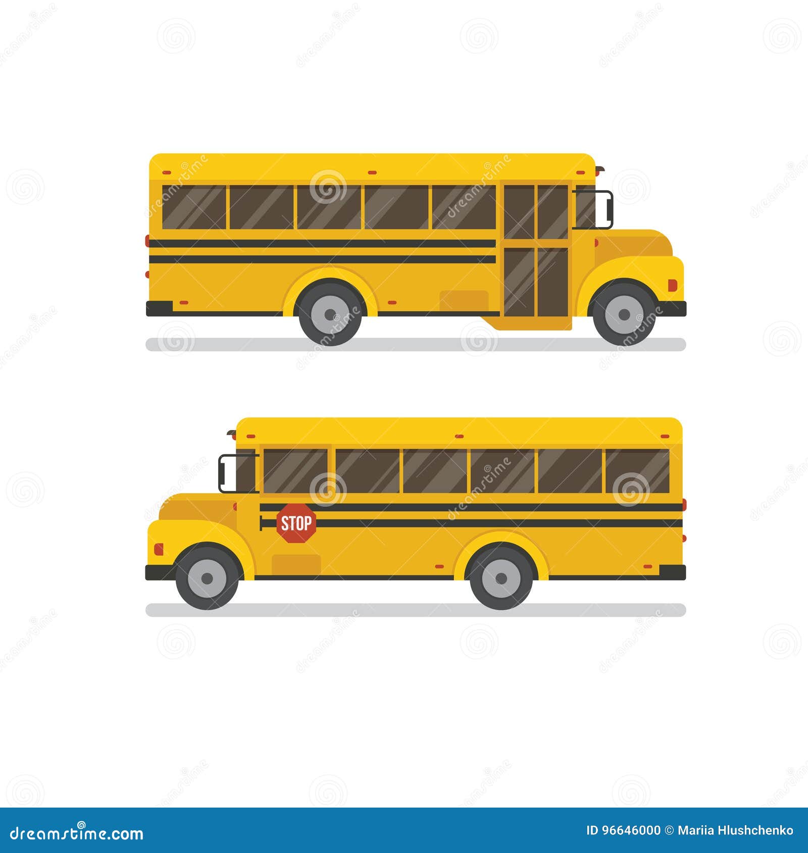 Two school bus side views stock vector. Illustration of kids - 96646000