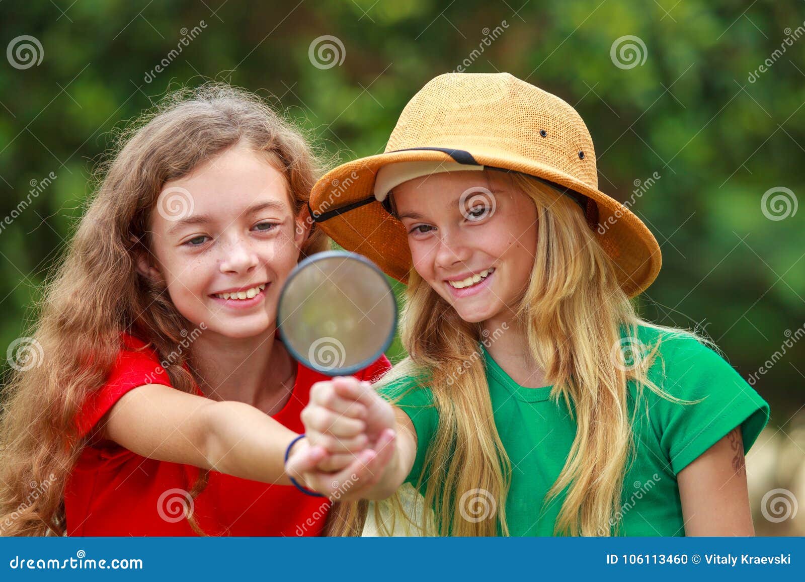 Two School Girls Exploring the Nature Stock Photo - Image of botany ...