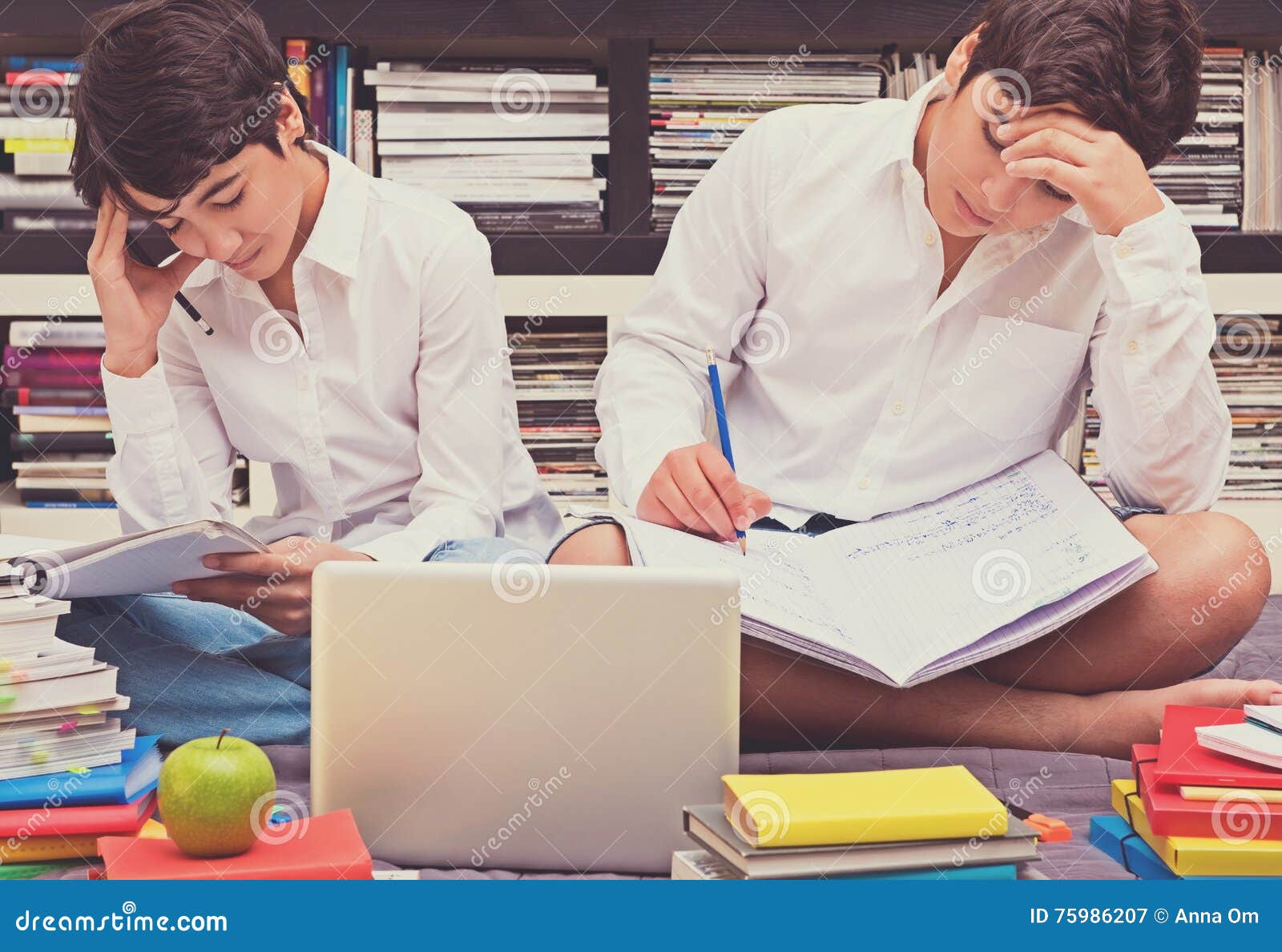 Two Schoolboys in the Library Stock Image - Image of child, education ...