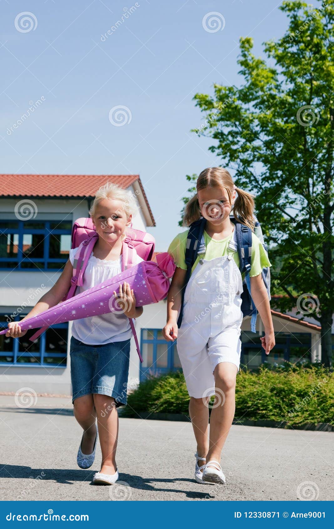 Two Schoolchildren Having Fun Stock Image - Image of daughters ...