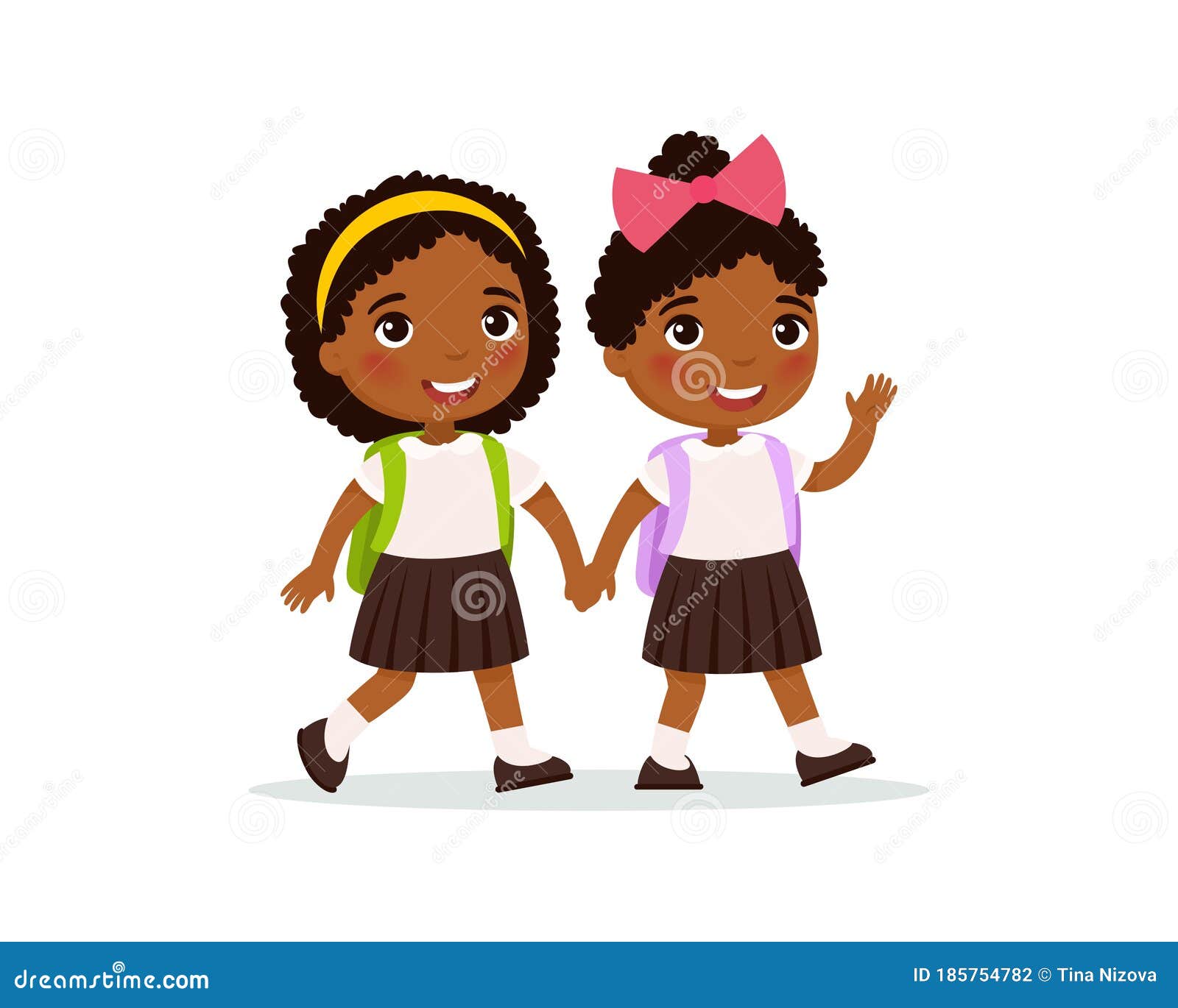 Schoolgirls Going To School Flat Vector Illustration Royalty-Free ... Schoolgirls Going To School Flat Vector Illustration Royalty-Free ...