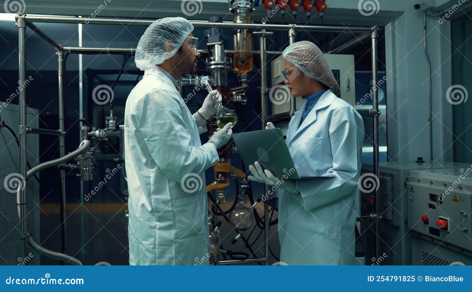 Two Scientist in Professional Uniform Working in Laboratory Stock Image ...