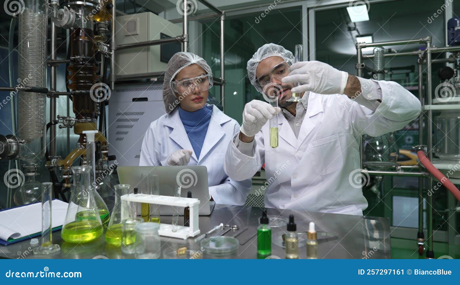 Two Scientist in Professional Uniform Working in Laboratory Stock Image ...