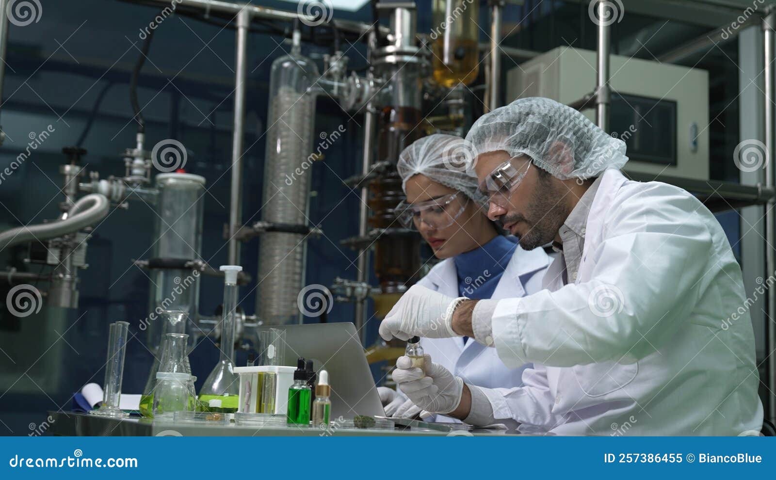 Two Scientist in Professional Uniform Working in Laboratory Stock Image ...