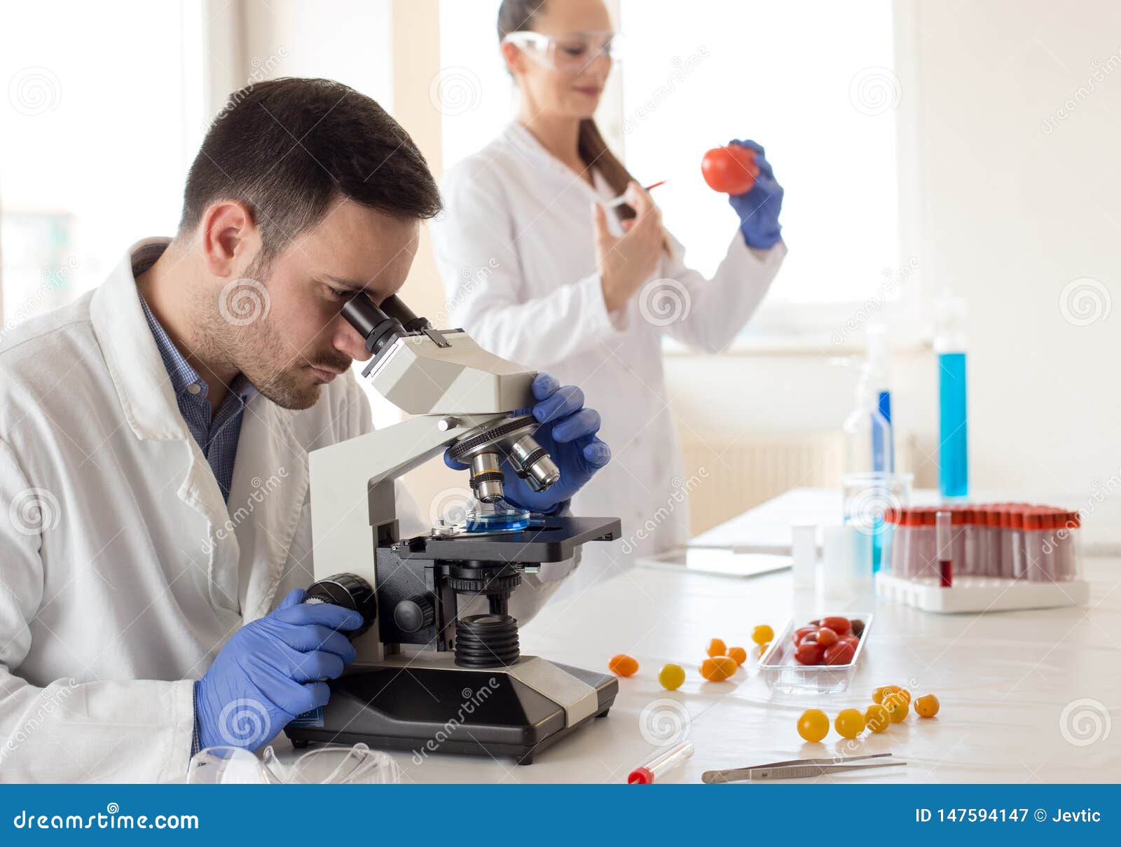 Scientists with Vegetables in Laboratory Stock Image - Image of ...