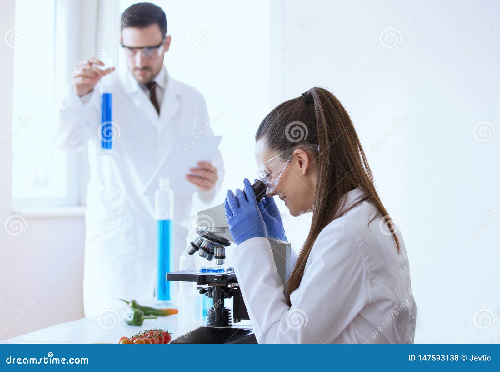 Scientists with Vegetables in Laboratory Stock Photo - Image of ...