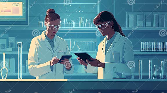 Two Scientists in Lab Research Teamwork Science Technology Discovery ...