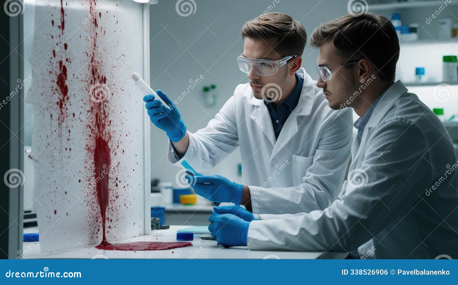 Two Scientists in a Laboratory Setting, Wearing White Lab Coats and ...