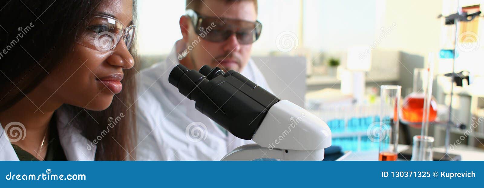 Two Scientists of a Student Chemist are Conducting Stock Image - Image ...