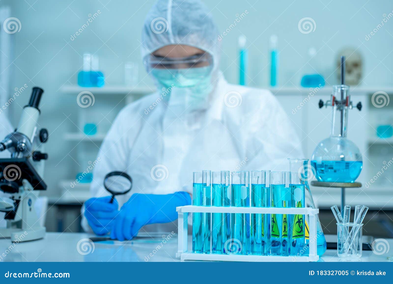 Scientists Testing Chemical Ingredient,with Icon And Chemical Symbol ...