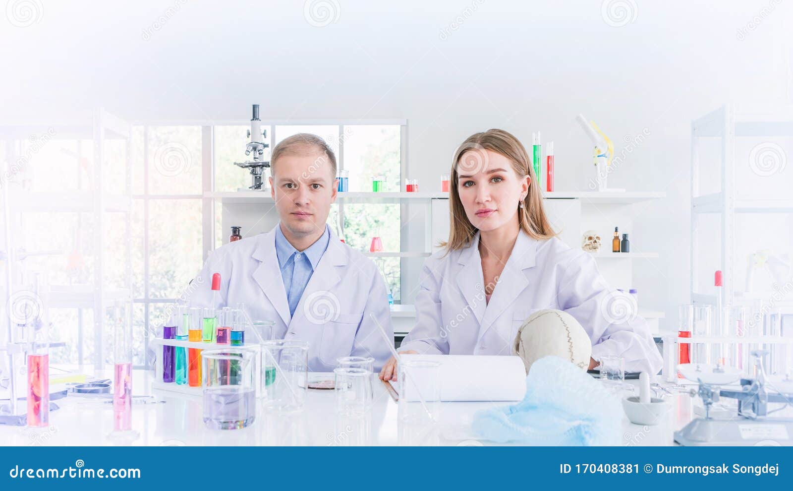 Two Scientists Working in Chemical Laboratory Stock Image - Image of ...
