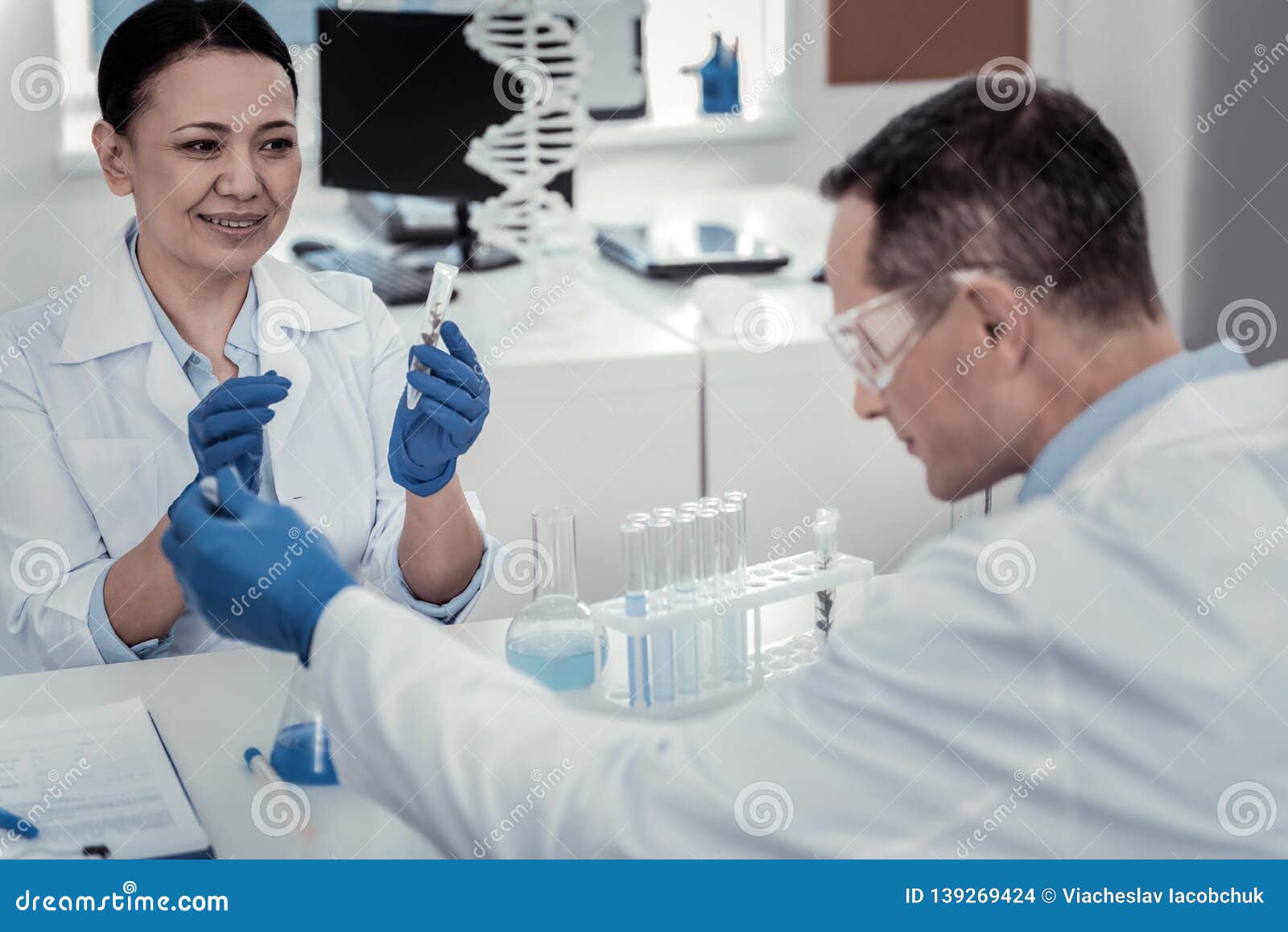 Two Scientists Working in the Laboratory on the Important Issue Stock ...