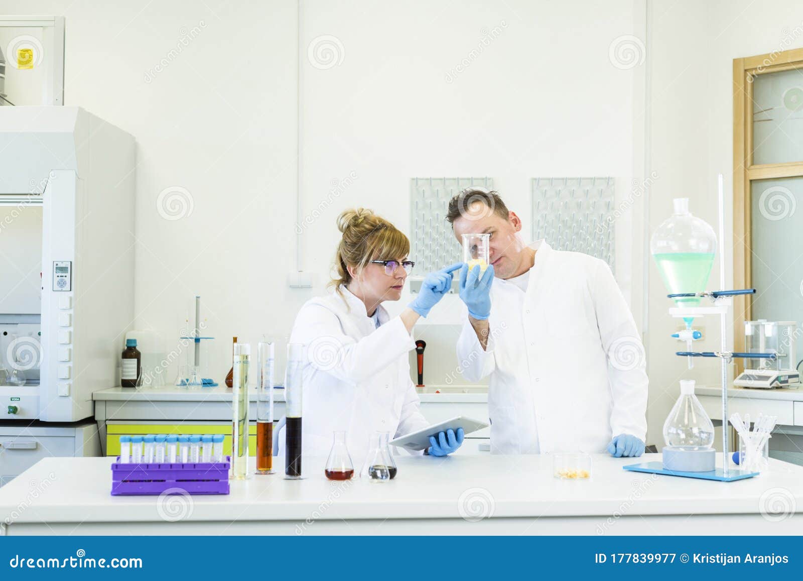 Two Scientists Working with Terpene Crystals in Laboratory Stock Image ...