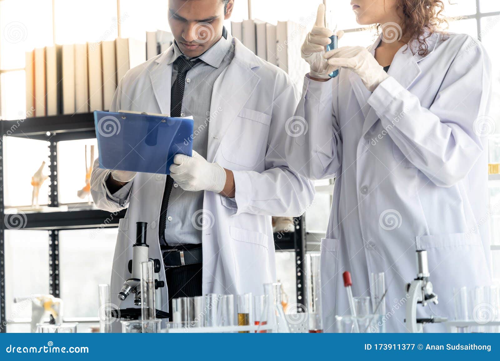 Two Scientists Working Together in Chemical Laboratory Stock Image ...