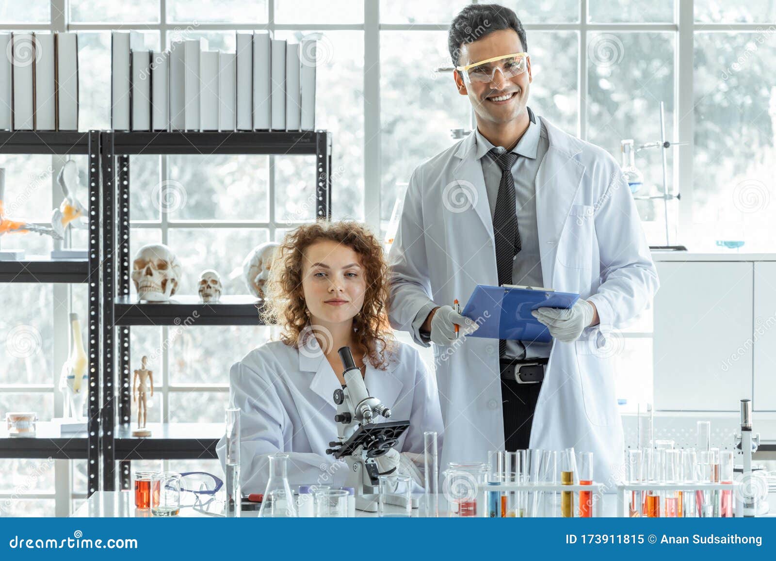 Two Scientists Working Together in Chemical Laboratory Stock Image ...