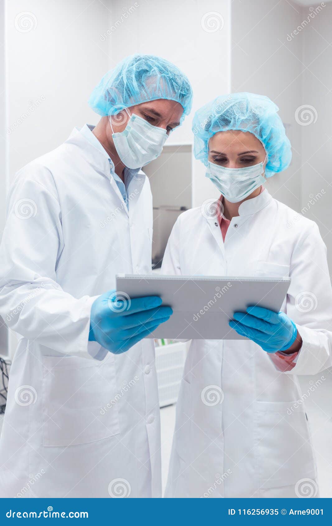 Two Scientists Working Together in Lab Looking at Data Stock Image ... Two Scientists Working Together in Lab Looking at Data Stock Image ...