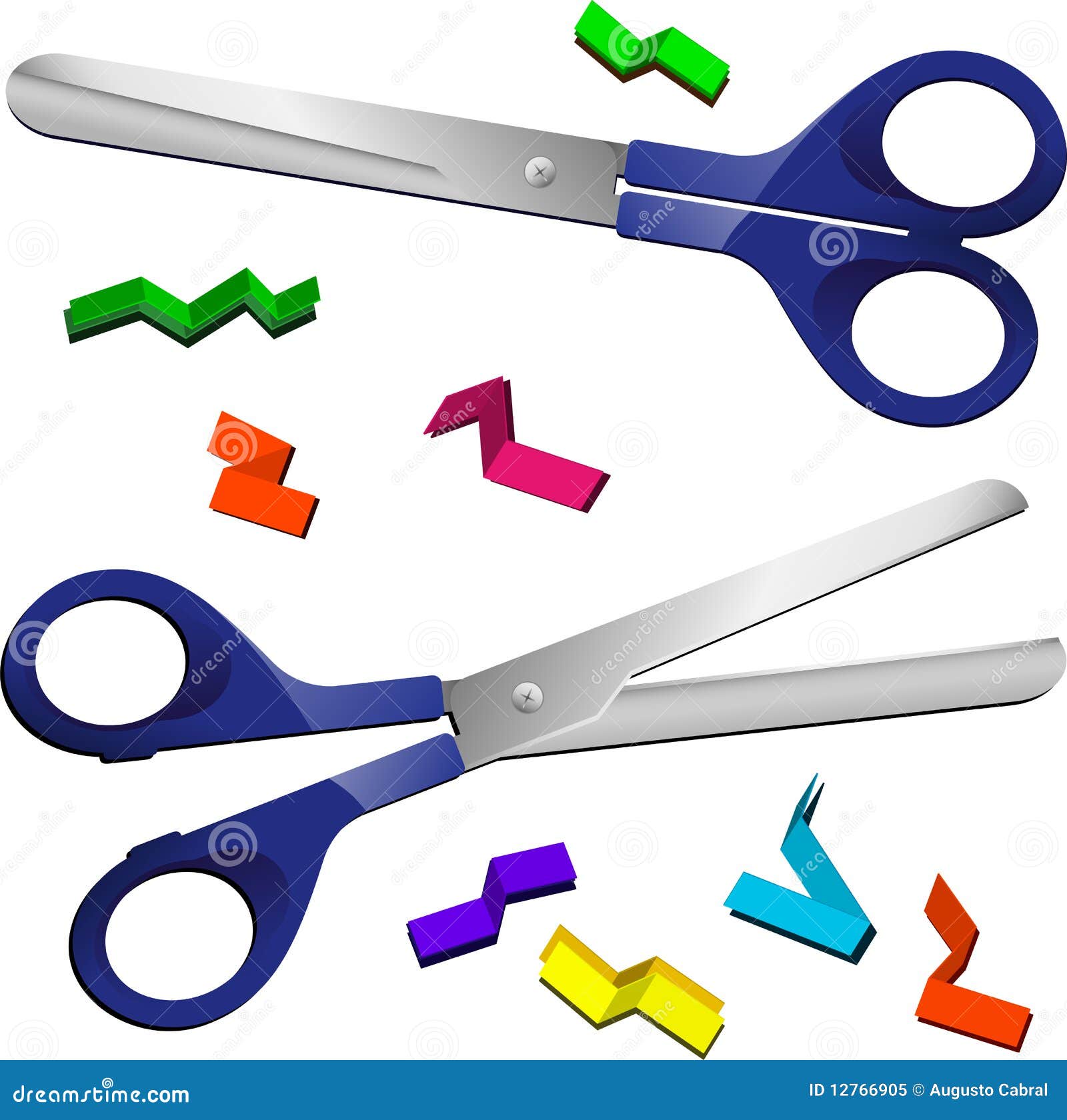 Two Scissors with Cut Paper Pieces Stock Vector - Illustration of ...